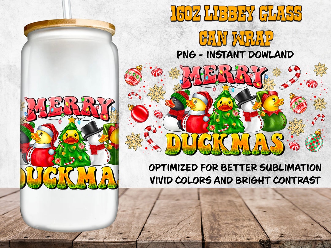 Merry Duckmas With Stanley Cup 16oz Libbey Glass Can Wrap - Etsy