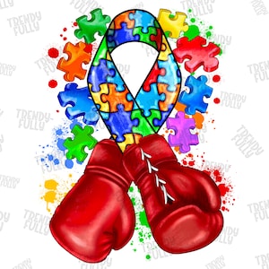Autism Awareness With Boxing Gloves Png Sublimation Design Download ...