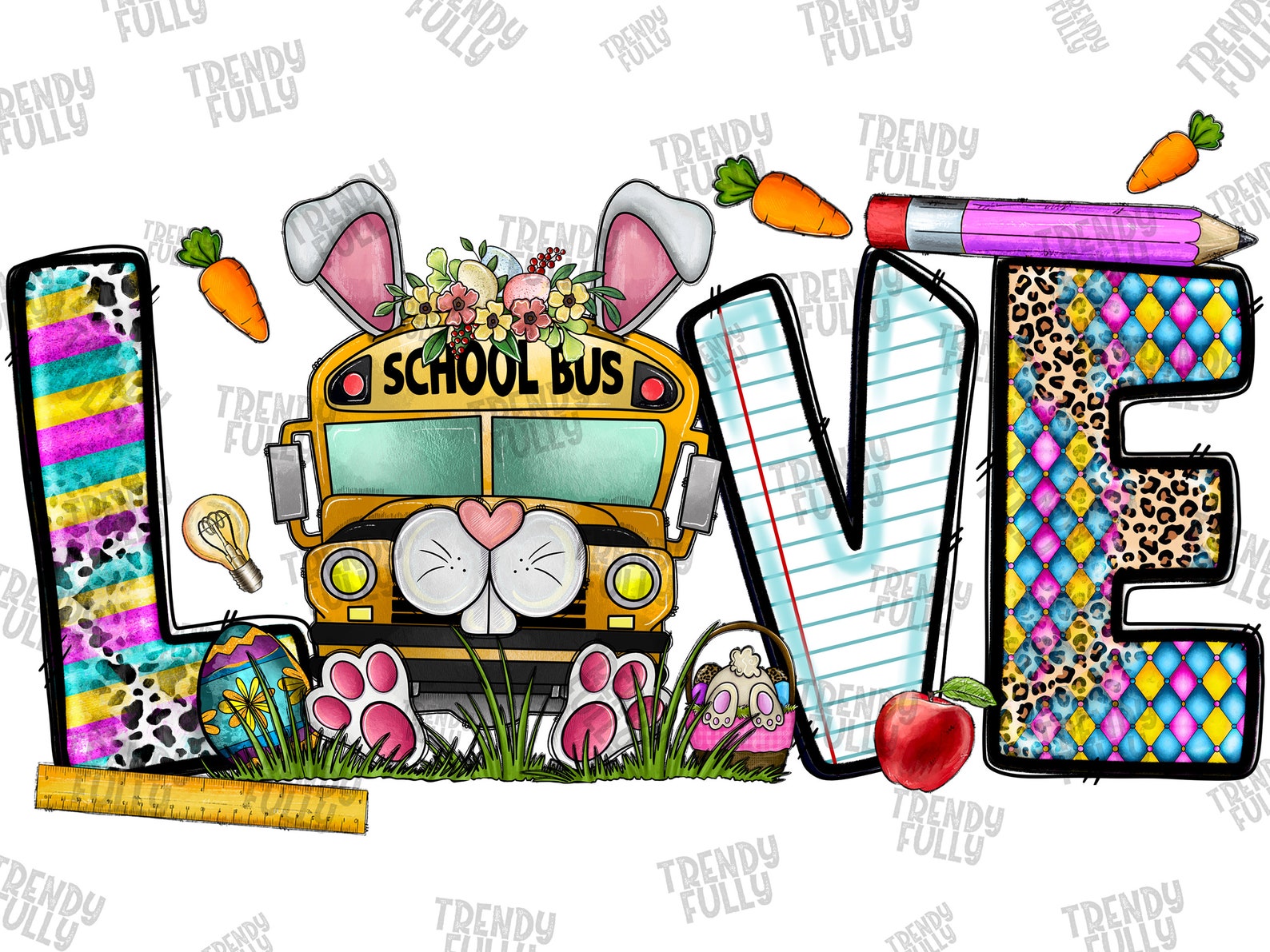 Love Easter Bus Driver Png, Teacher Png, Sublimation, Easter Day, Bunny ...