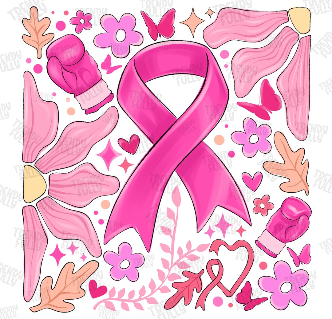 Breast Cancer Awareness Png, Boho Floral Breast Cancer Png, in October ...