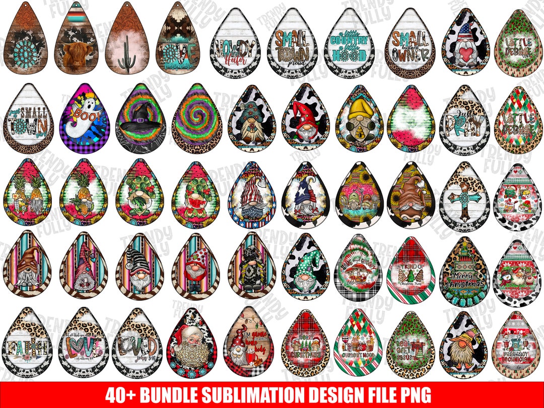 Western Tear Drop Earrings Bundle, Digital PNG File, Instant Download ...