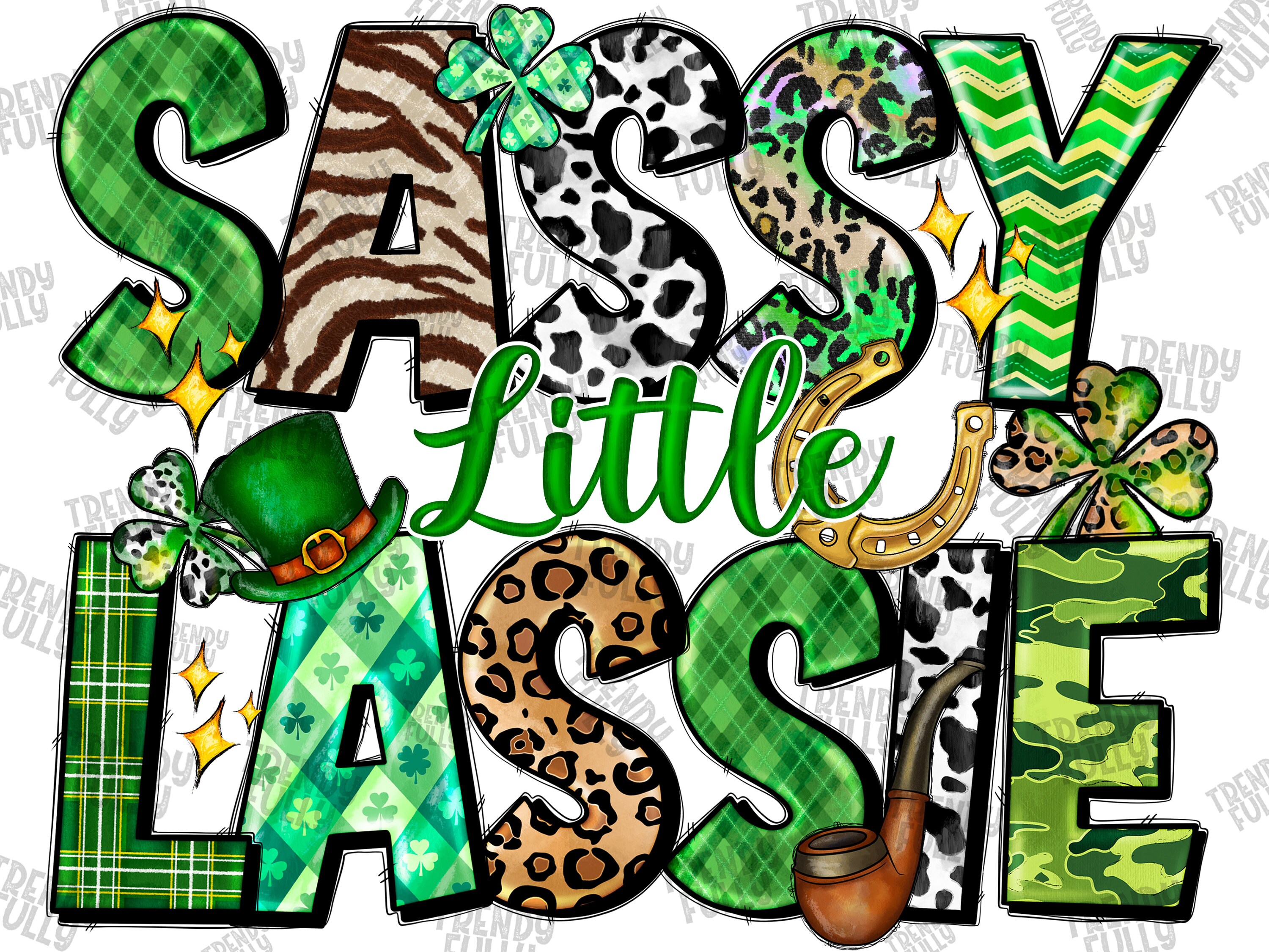 Sassy Little Lassie St Patricks Day PNG, Leopard Shamrock (digital Art ...