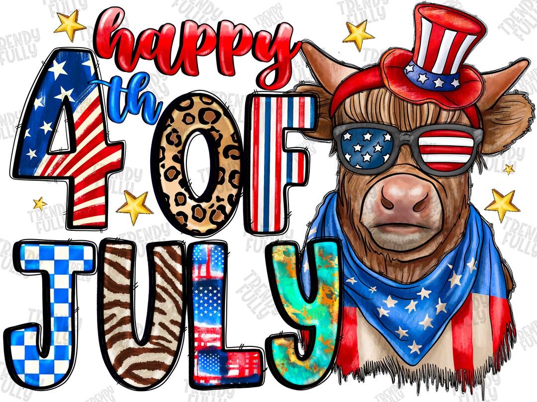 Happy 4th of July Cow Png 4th July Sublimation Design - Etsy