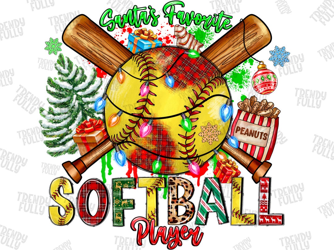 Santa's Favorite Softball Player for Christmas Png Sublimation Design ...
