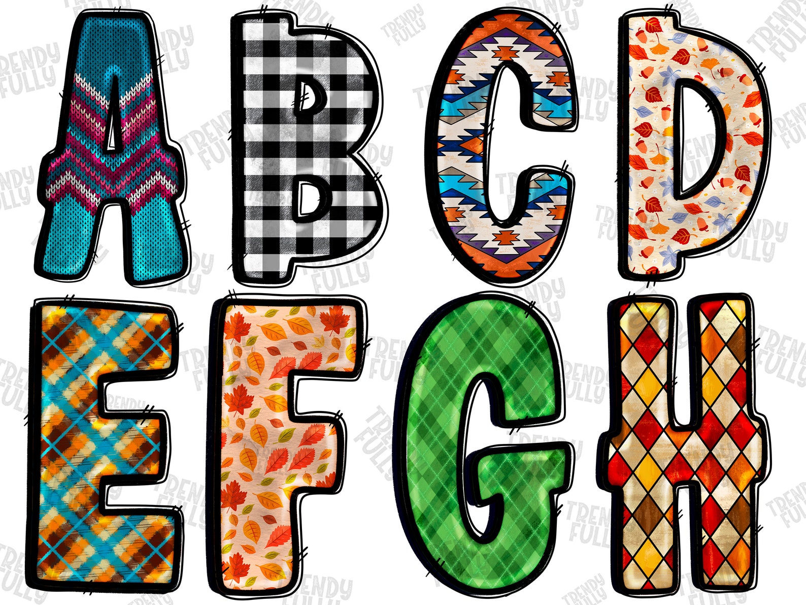 Fall Doodle Alphabet Bundle, Thankful Life PNG Letters,sublimation ...