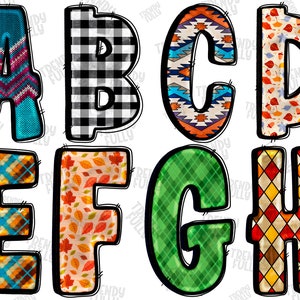 Fall Doodle Alphabet Bundle, Thankful Life PNG Letters,sublimation ...