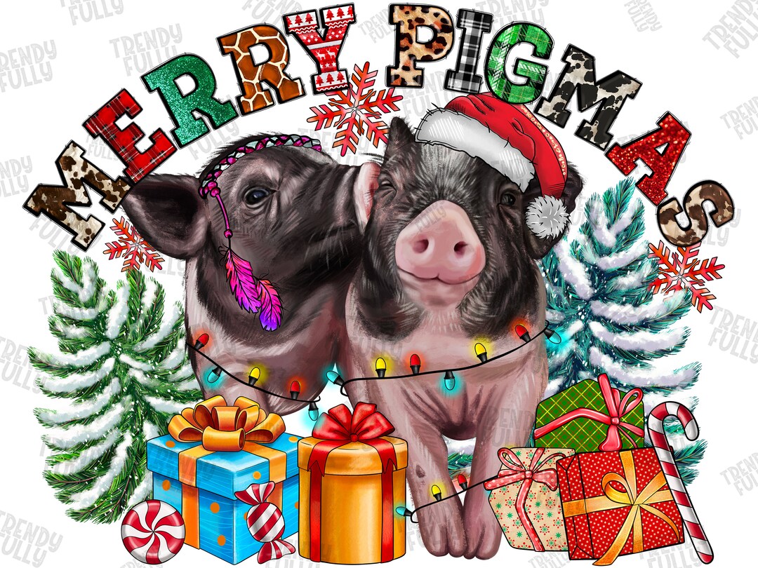 Merry Pigmas Png, Sublimation Design Download, Farm Animals Christmas ...