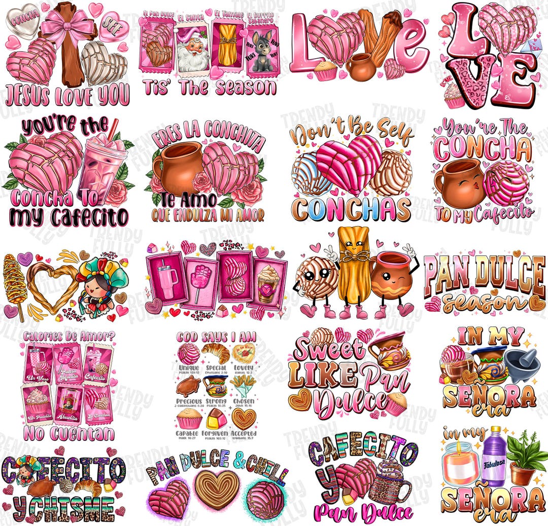 Concha Valentine's Bundle Png, Retro Valentine Png, Mexican Valentine ...