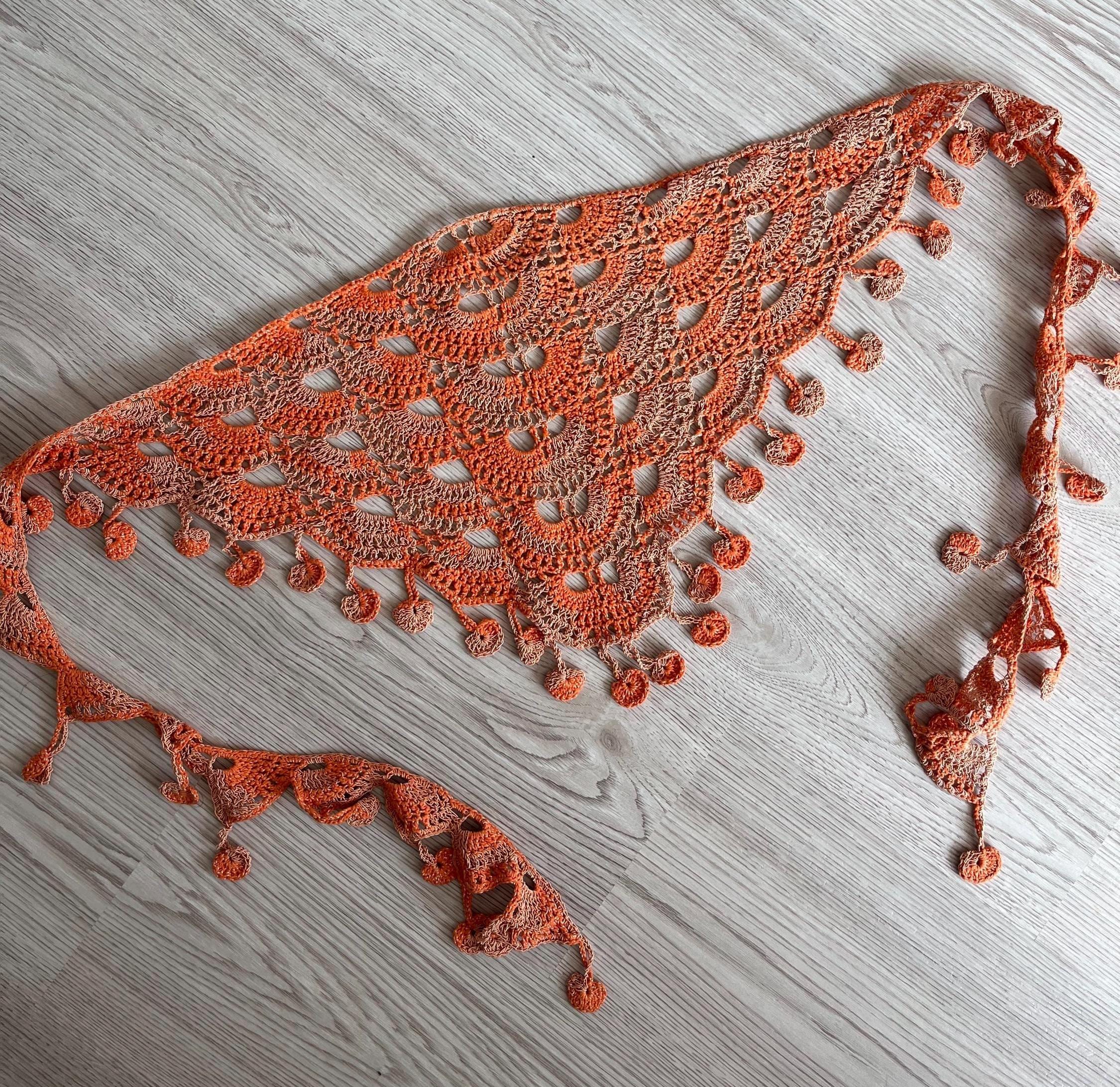 Handmade Crochet Tie Wrap Pareo With Waist Belt, Blue Orange Boho ...