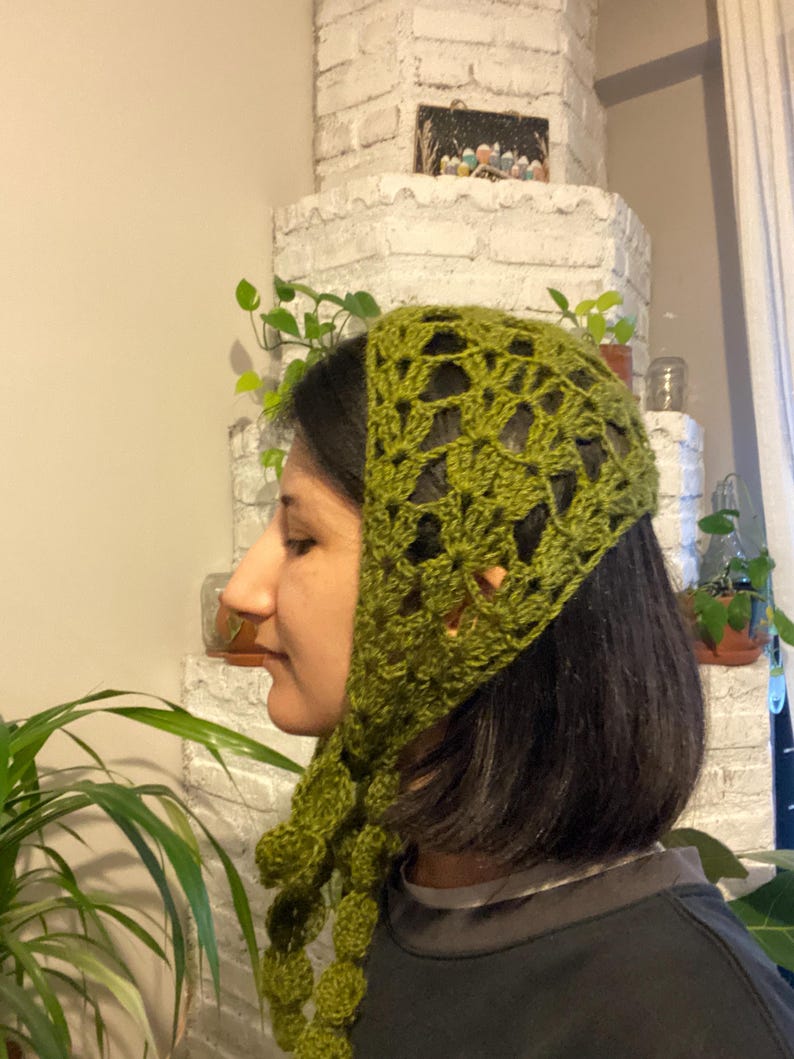 Crochet Hooded Bonnet – Brown Yarn With Gold Sequins, Cottagecore - Etsy