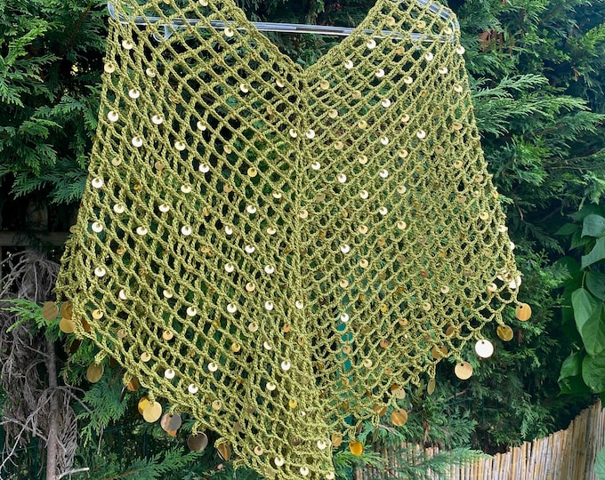 Crochet Poncho With Sequin Pattern | Instant Download PDF | Beaded ...
