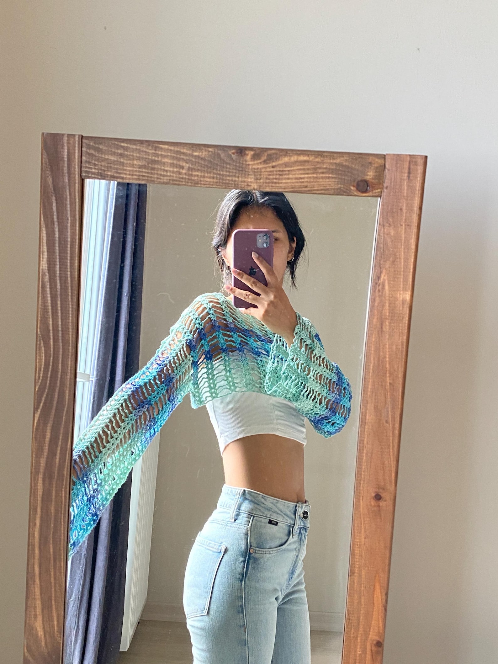 Custom Crochet Fishnet Shrug, Handmade Mermaid Bolero, Hollow Out Open ...