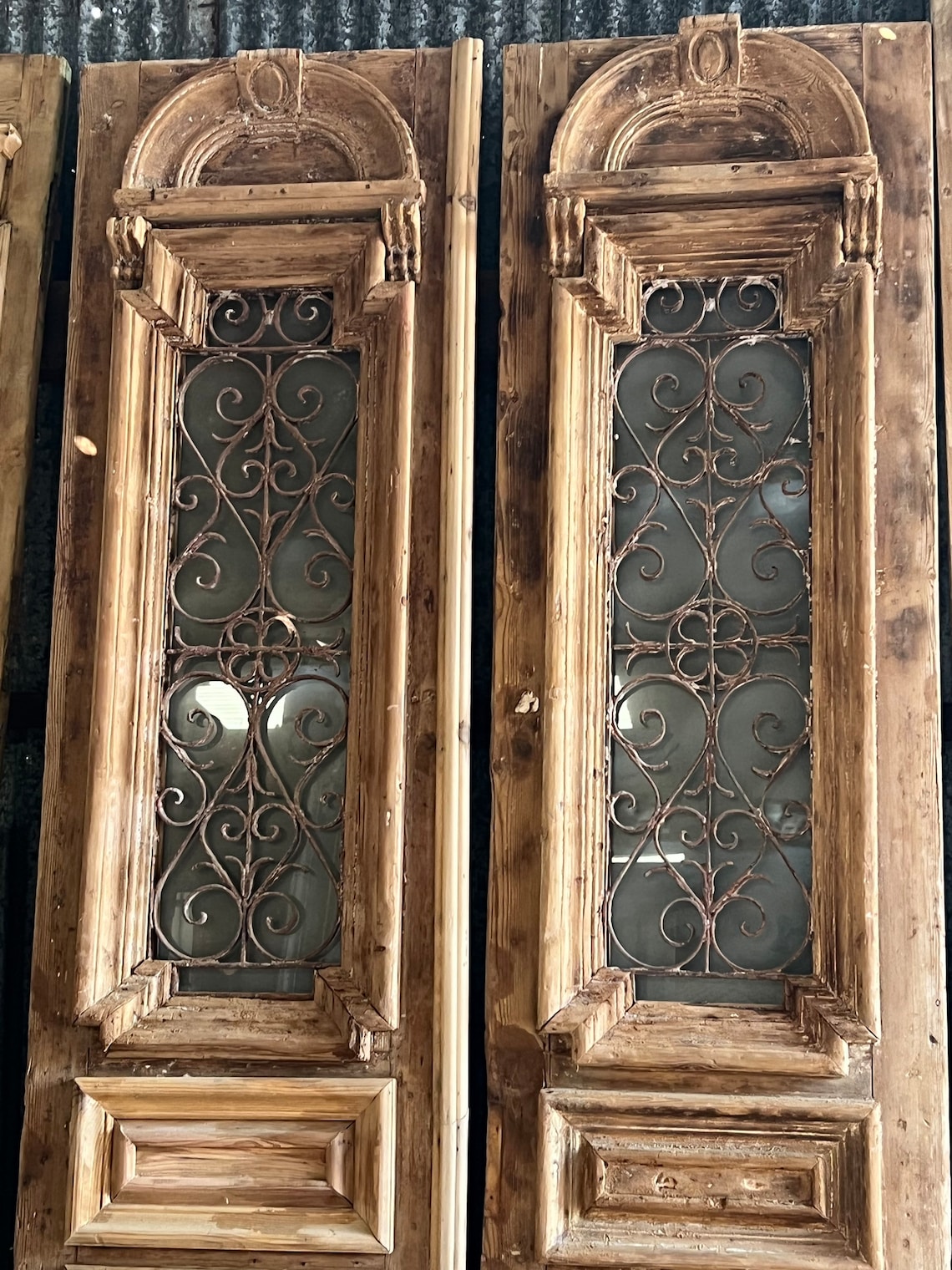 Beautiful Vintage European Wood Doors With Glass and Iron - Etsy