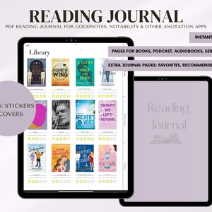 Digital Reading Journal Template, Digital Book Journal PDF, Digital ...
