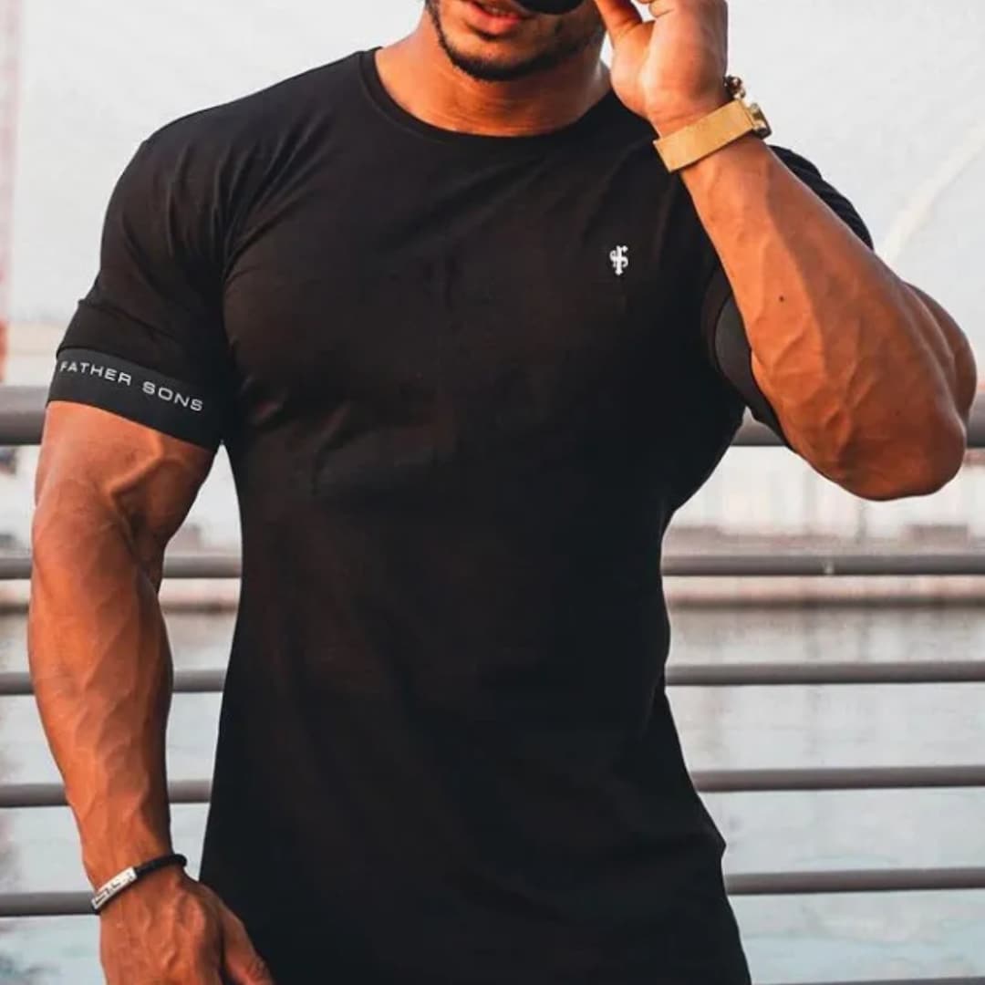 Men's Stylish Casual Sporty Slim Fit T-shirt, Men's Workout Fitness ...