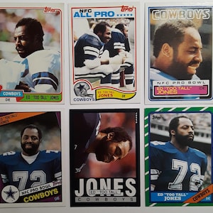 Ed too Tall Jones Dallas Cowboys Vintage Football Card Lot 6 Cards as ...