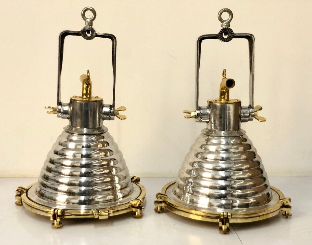 Pendant Light Ship-aluminum & Brass Wiska Design, Maritime Ceiling ...