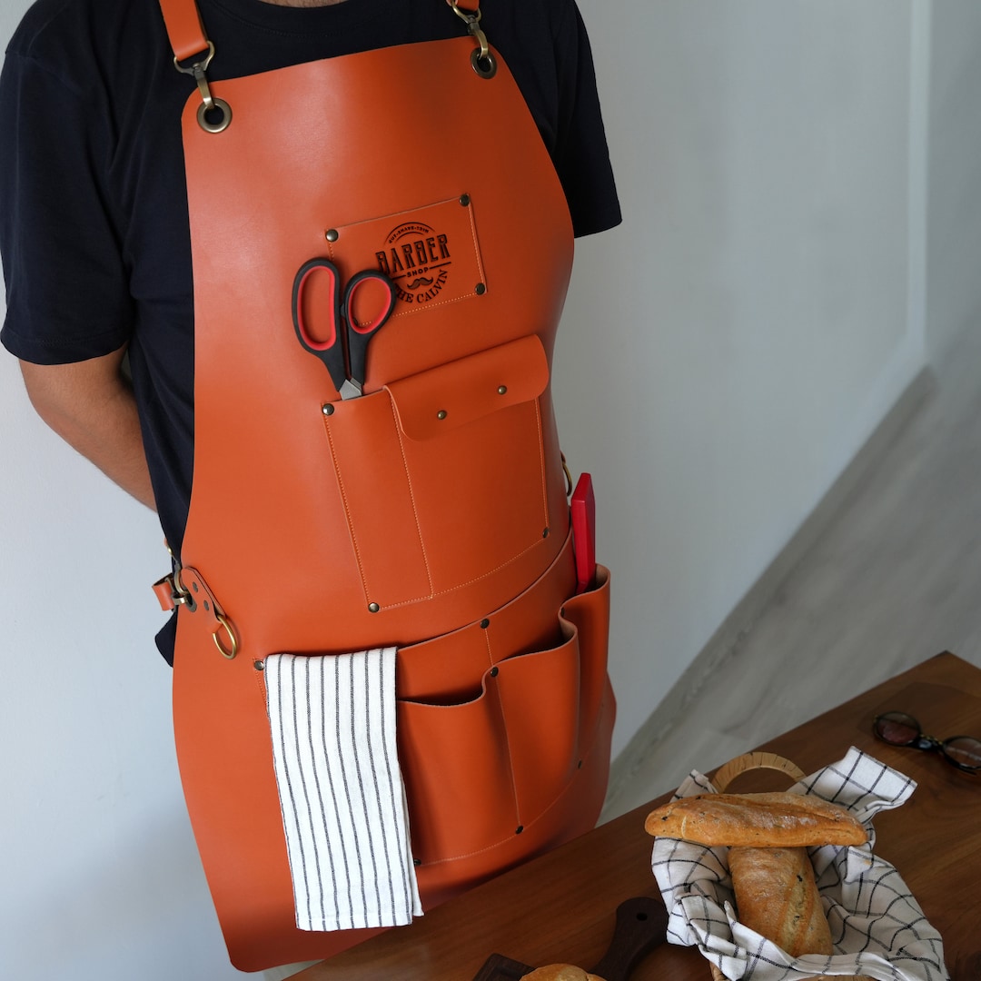 Personalized Custom Logo Leather Apron, Barber Apron, Hairstylist ...