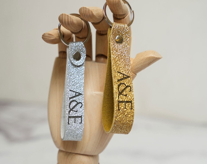 Personalized Leather Keychain, Custom Monogram Keychain, Key Fob ...