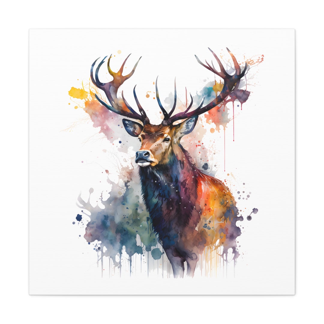 Watercolour Stag Artwork Canvas Print - Etsy