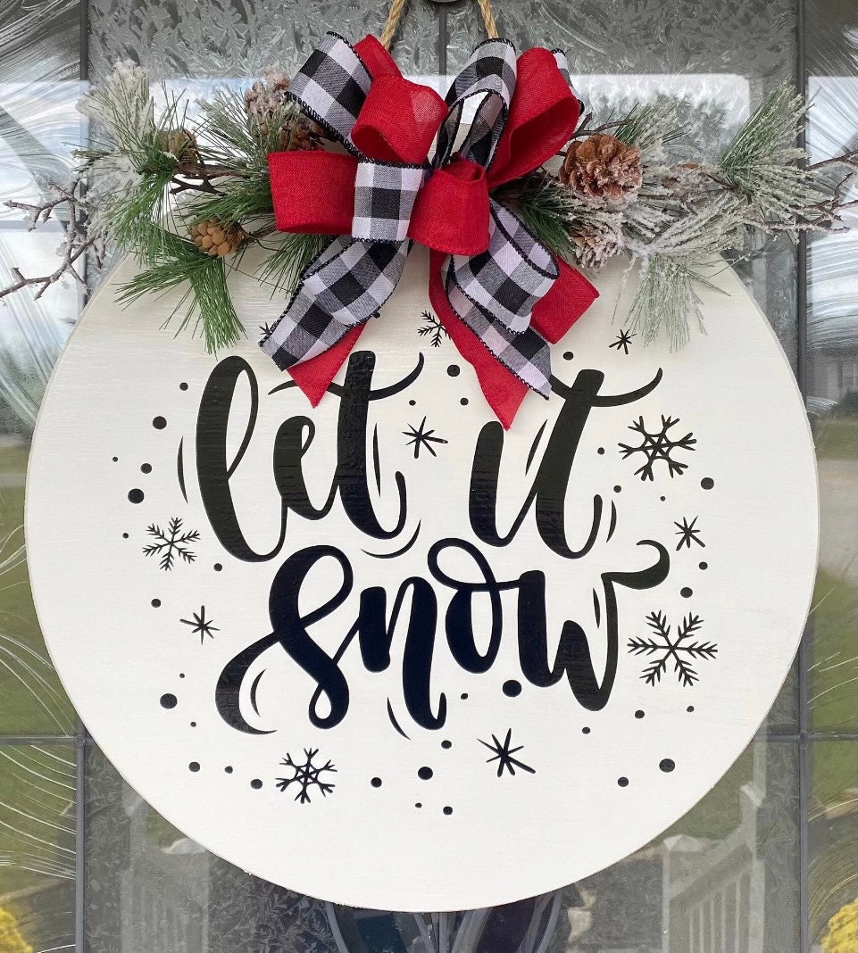 Let It Snow Door Hanger Custom Made Door Sign - Etsy