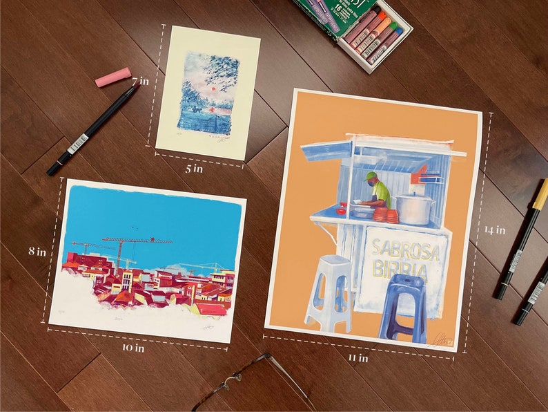 Boston Public Garden Bridge Art Print | Watercolor & Oil Pastel ...