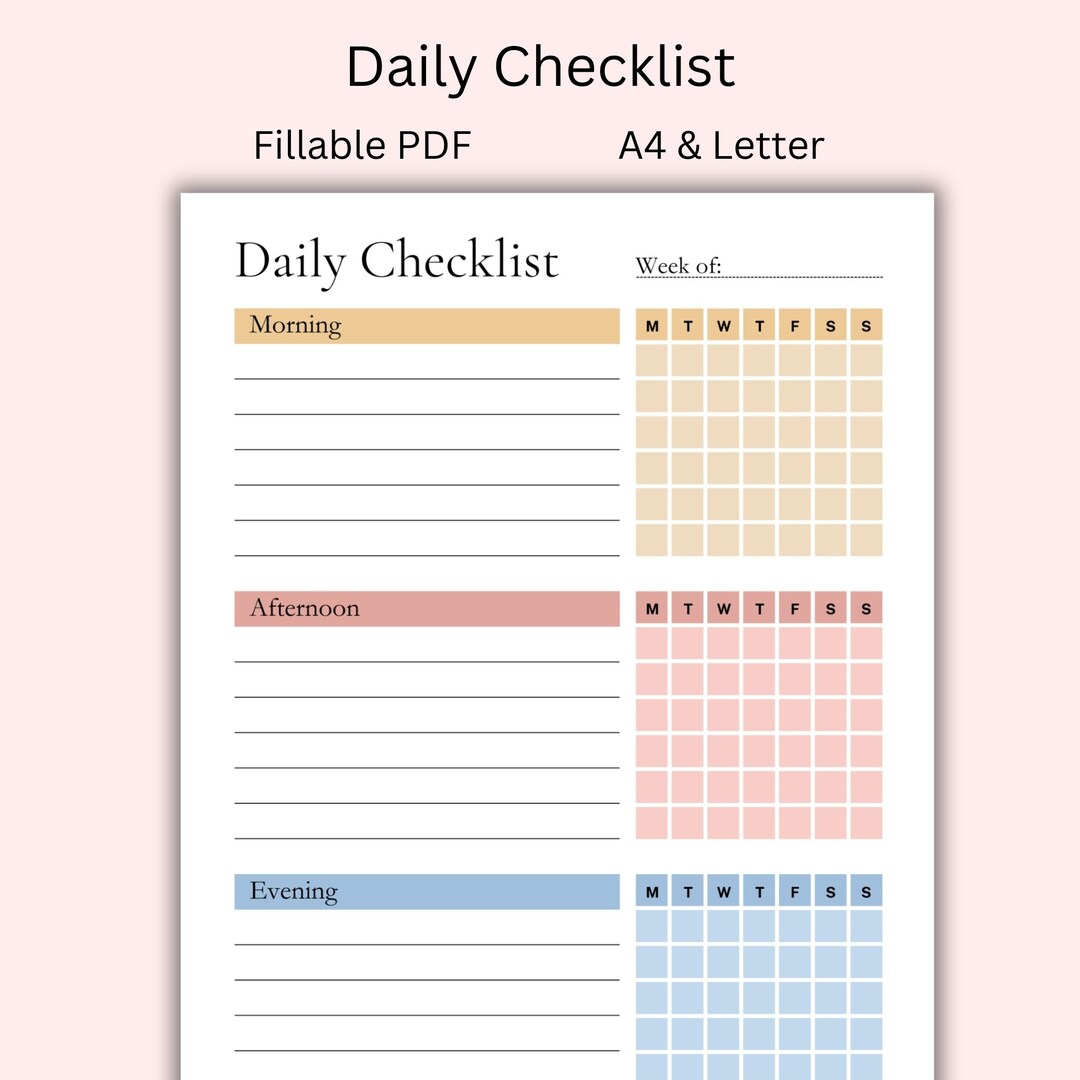 Daily Checklist, ADHD Routine Checklist, Daily Routine Checklist ...
