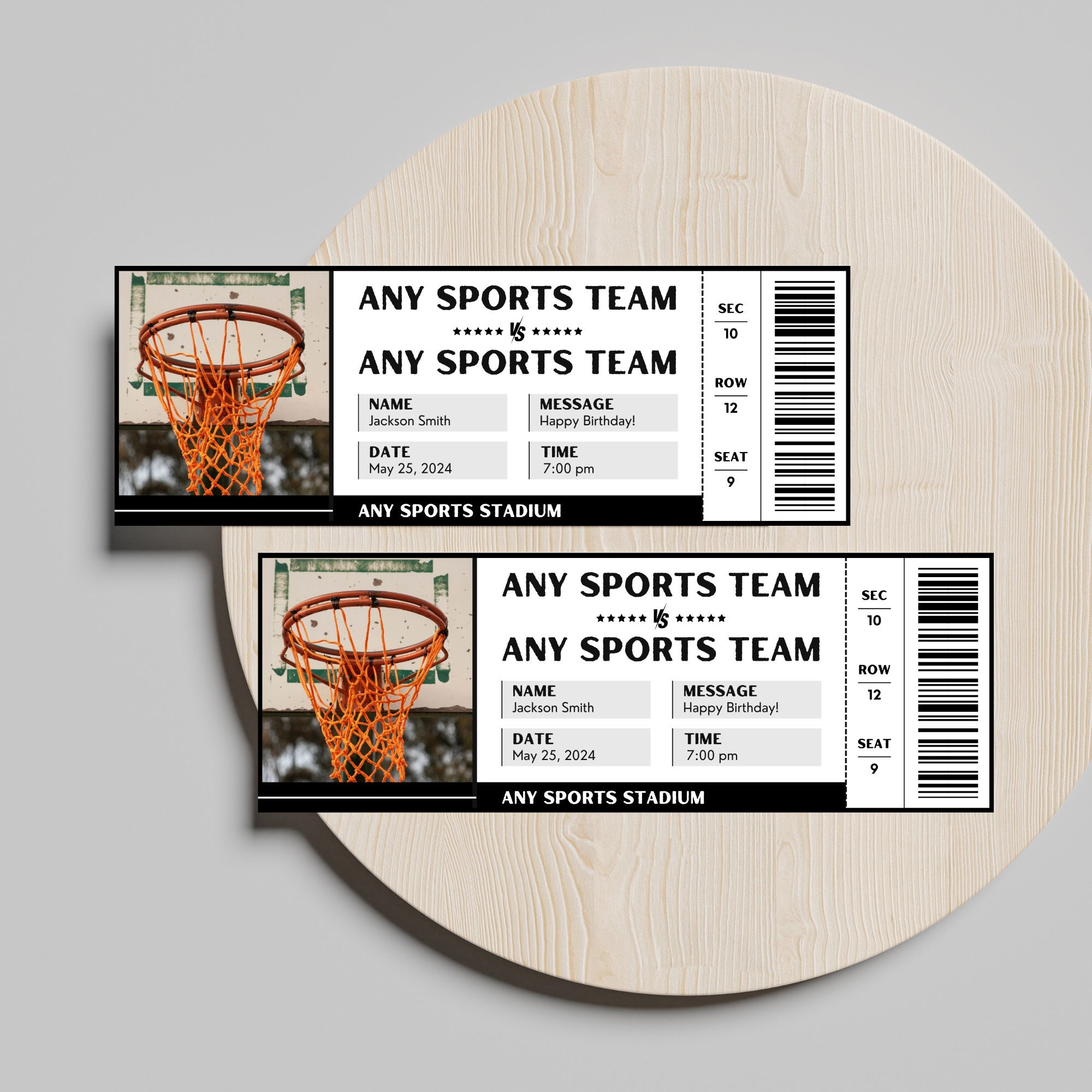 Basketball Ticket, Editable Ticket Template, Basketball Game Ticket ...