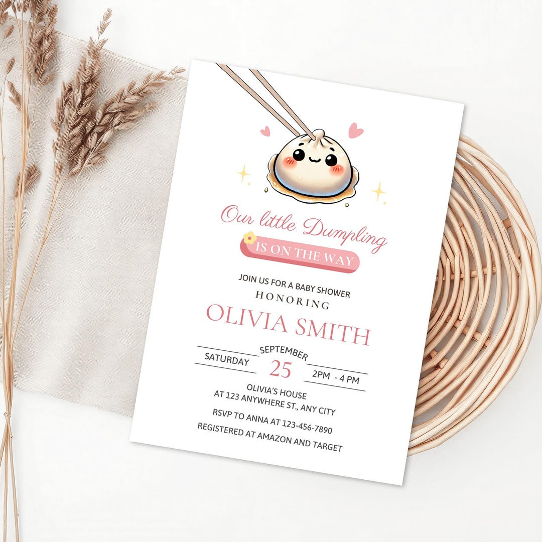 Dumpling Baby Shower Invitation Template, Dumpling Invite, Our Little ...