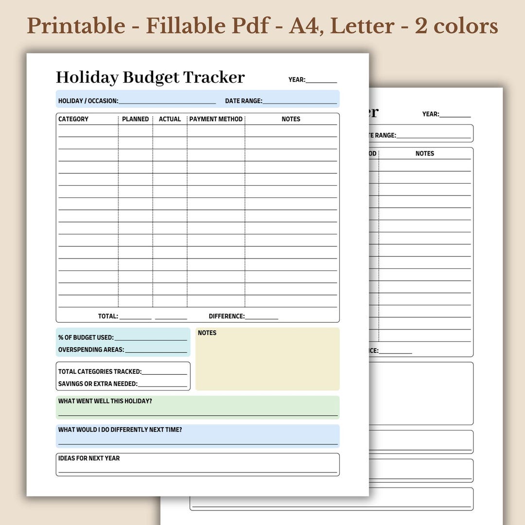 Holiday Budget Tracker, Christmas Expense Planner, Gift Spending ...