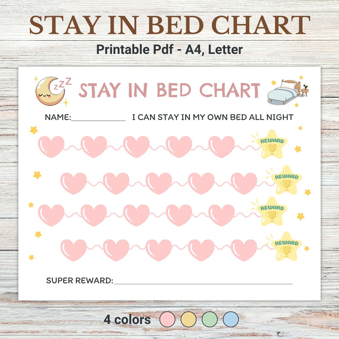 Stay in Bed Chart, Sleep Habit Tracker Printable, Nightly Kids Routine ...