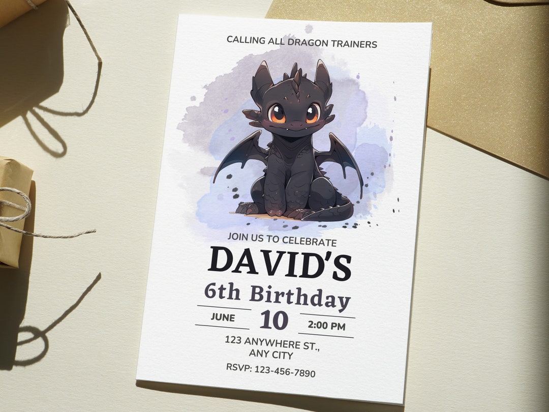 Dragon Birthday Invitation, Dragon Invitation Template, Editable ...
