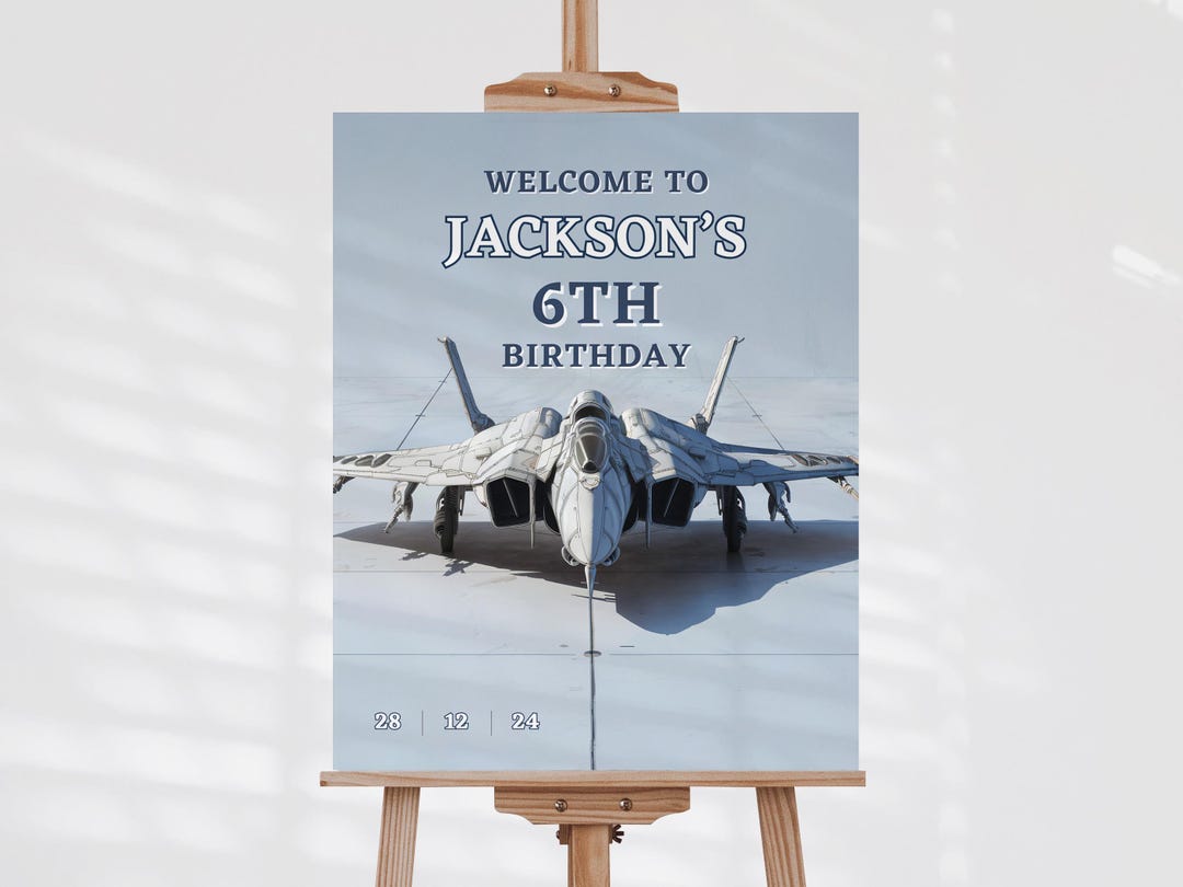 Fighter Jet Birthday Welcome Sign, Fighter Pilot Sign Template ...