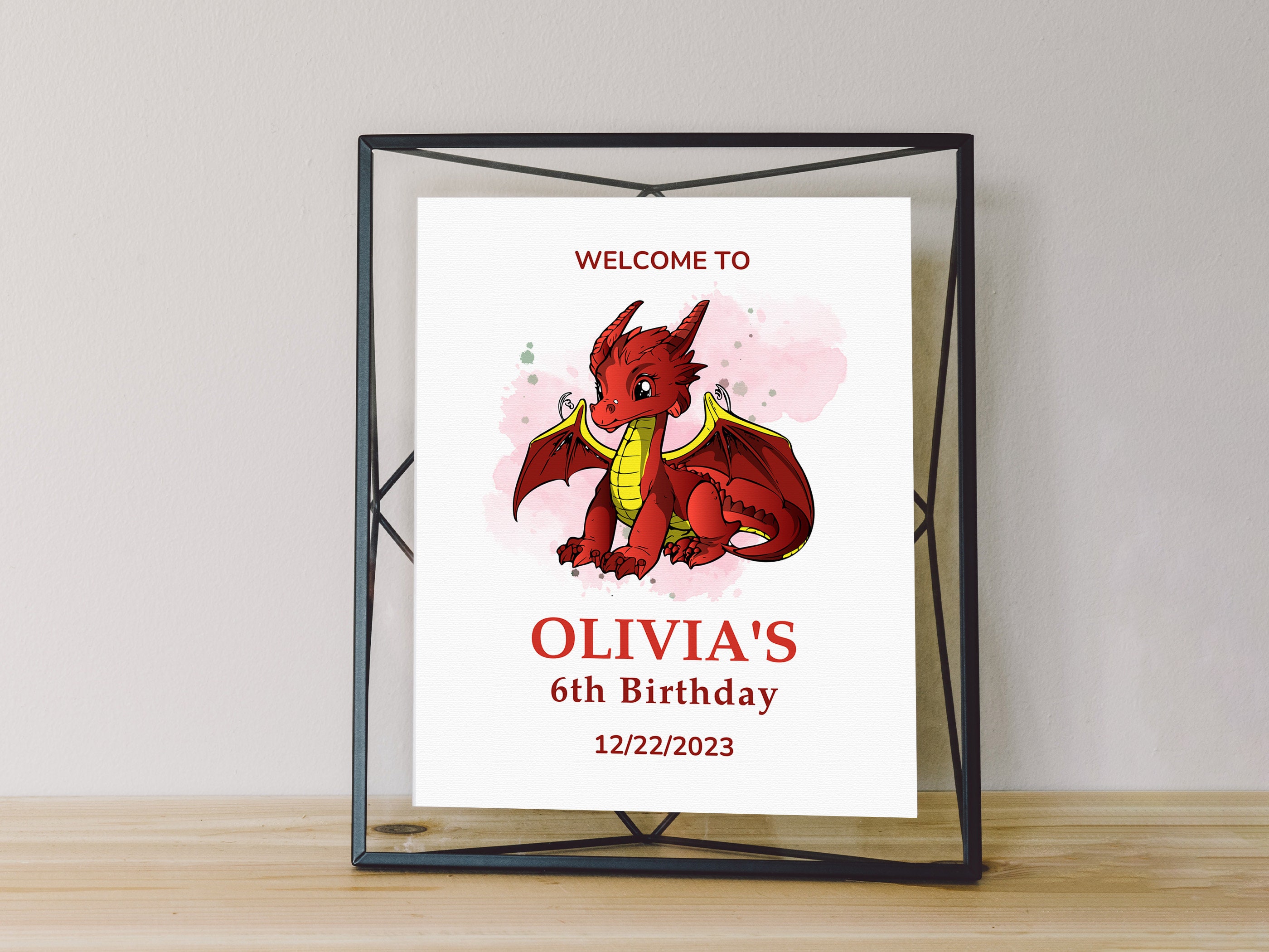 Red Dragon Birthday Welcome Sign Dragon Birthday Poster - Etsy