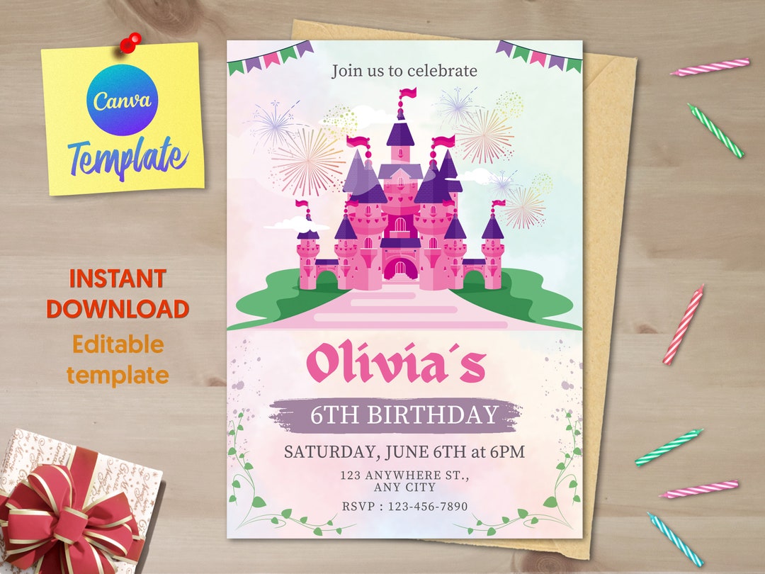 Editable Castle Birthday Invitation Template Castle Party - Etsy Australia