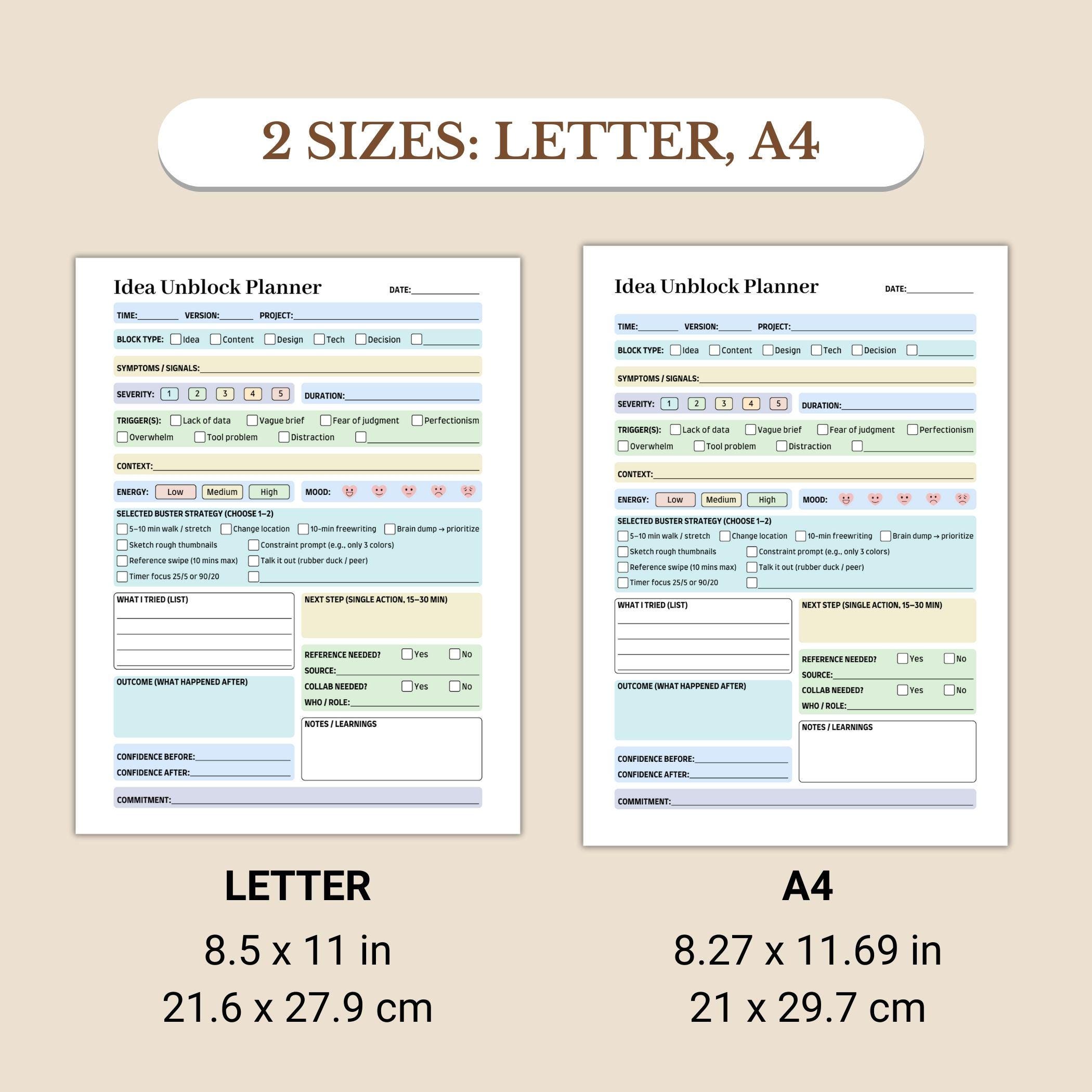 Idea Unblock Planner, Fillable Pdf, Fresh Ideas Log, Creative Reset ...