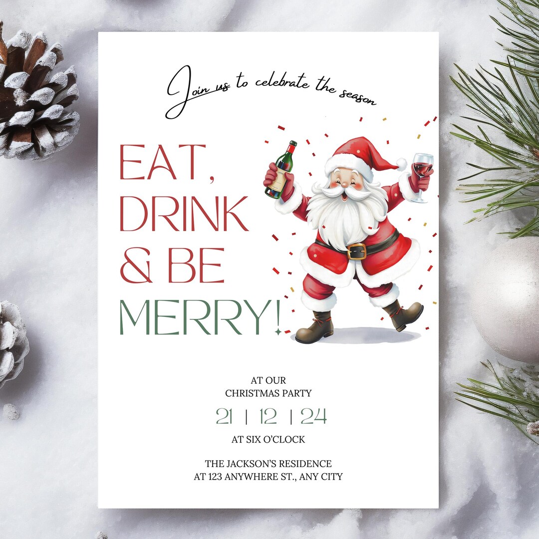 Santa Party Invitation Template, Christmas Party Invitation Template ...