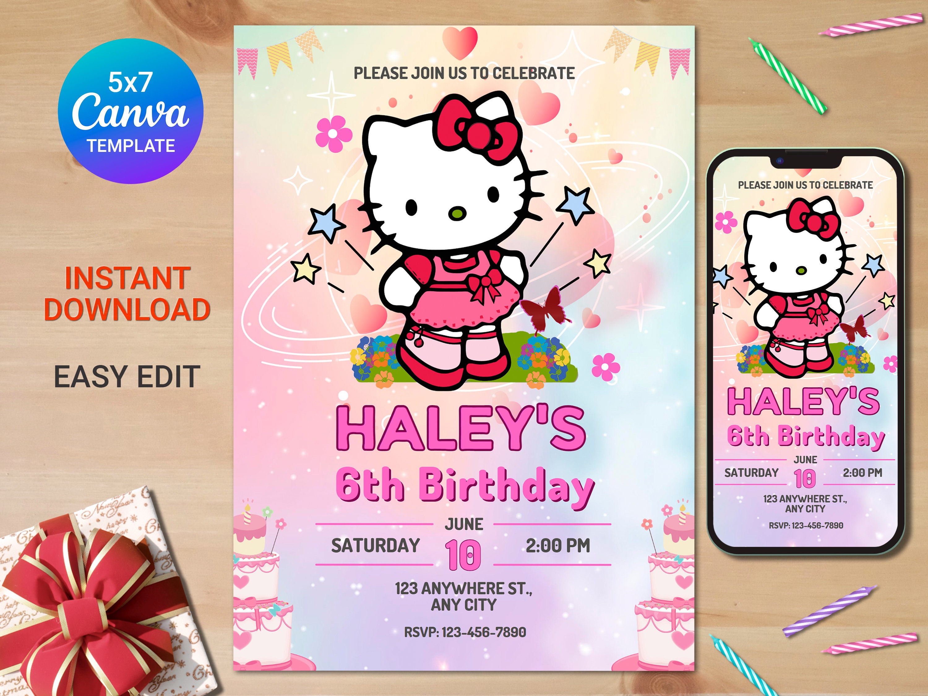 Hello Kitty Birthday Invitation Backgrounds