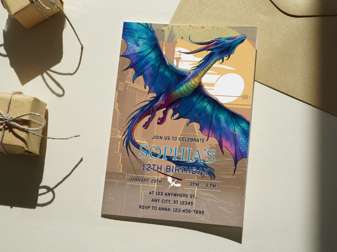 Dragon Birthday Invitation Template, Editable Dragon Invitation, Dragon ...
