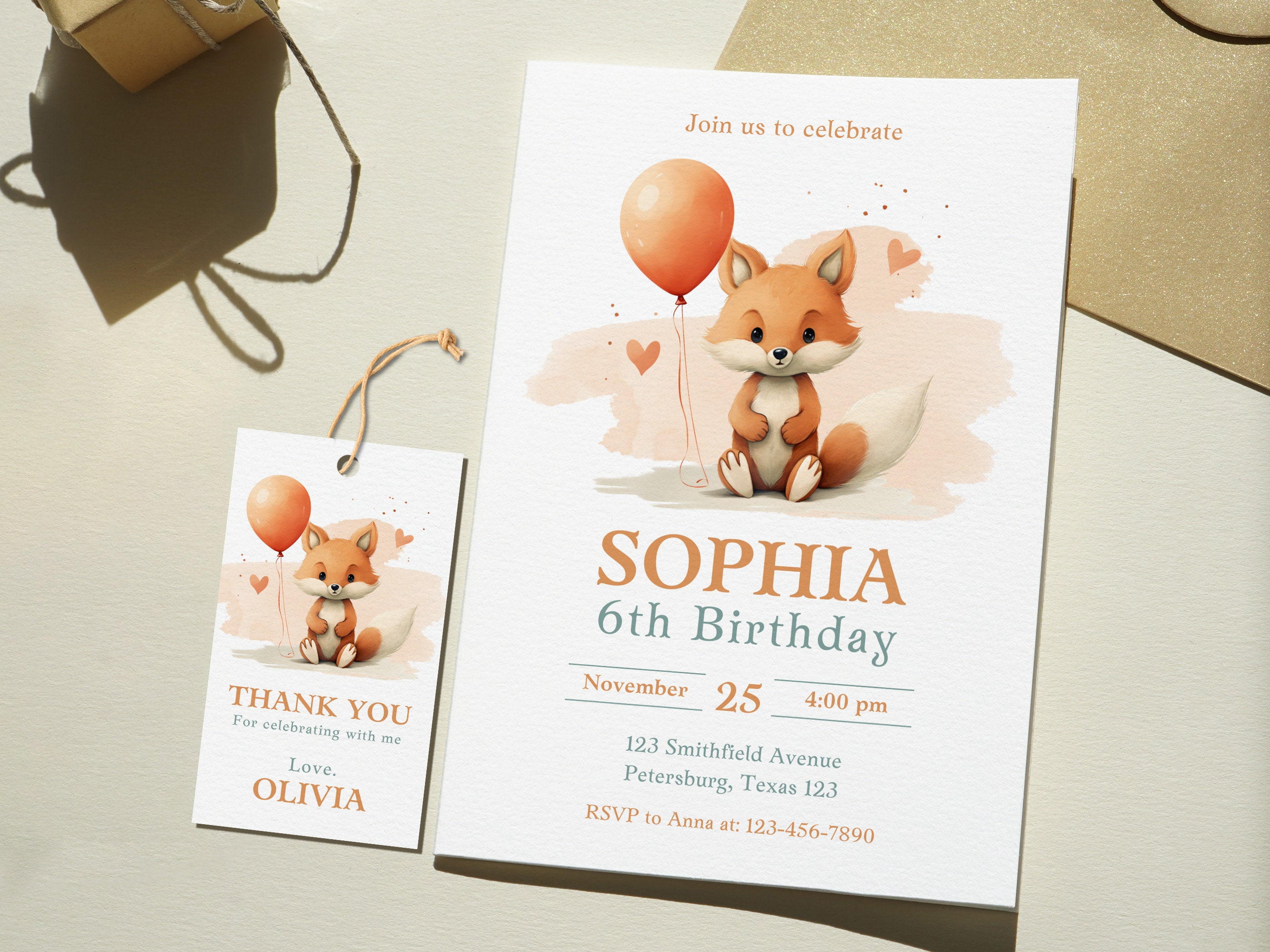 Fox Birthday Invitation Minimalist Fox Birthday Party Invite - Etsy