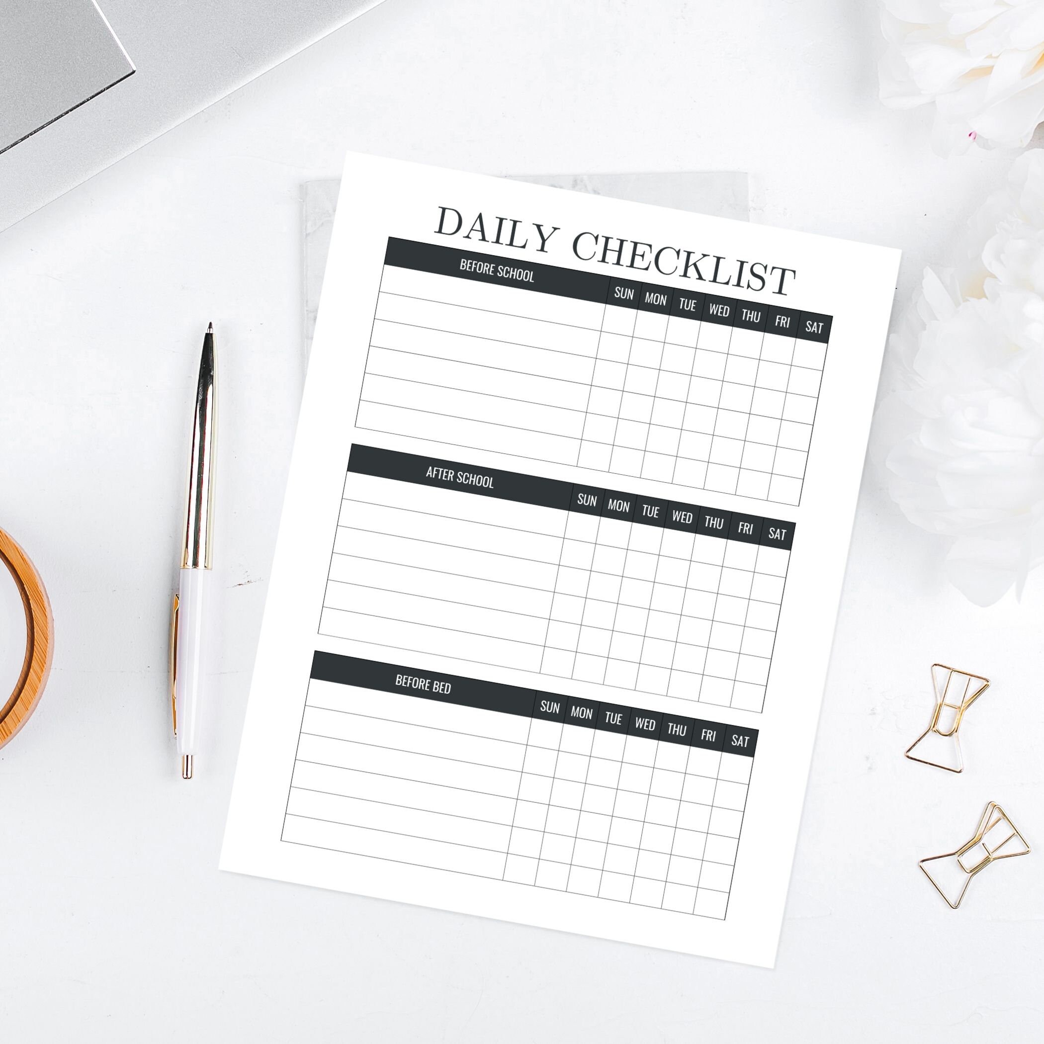 Editable Daily Checklist for Kids, Printable Daily Checklist ...