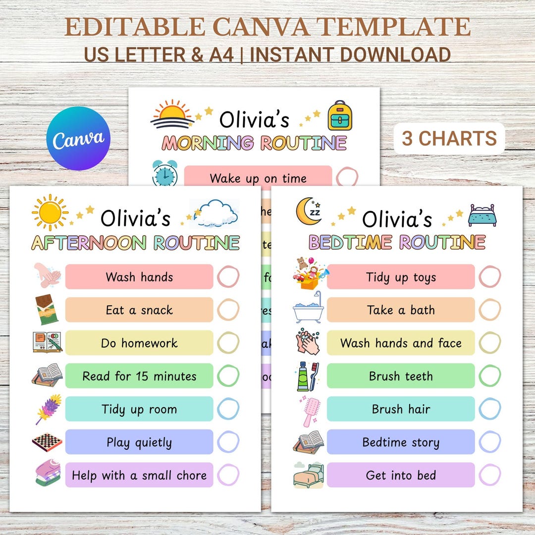 Kids Routine Charts, Editable Behavior Tracker, Printable Morning ...