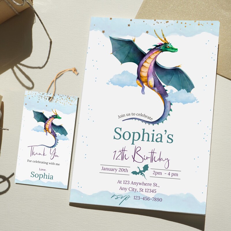 Dragon Birthday Invitation - Etsy Canada