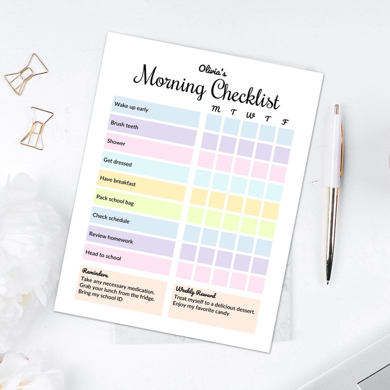 Morning Checklist, Afternoon Checklist, Evening Checklist, Daily ...