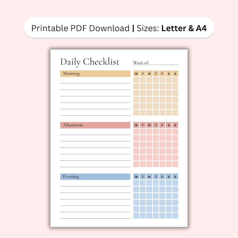 Daily Checklist, ADHD Routine Checklist, Daily Routine Checklist ...