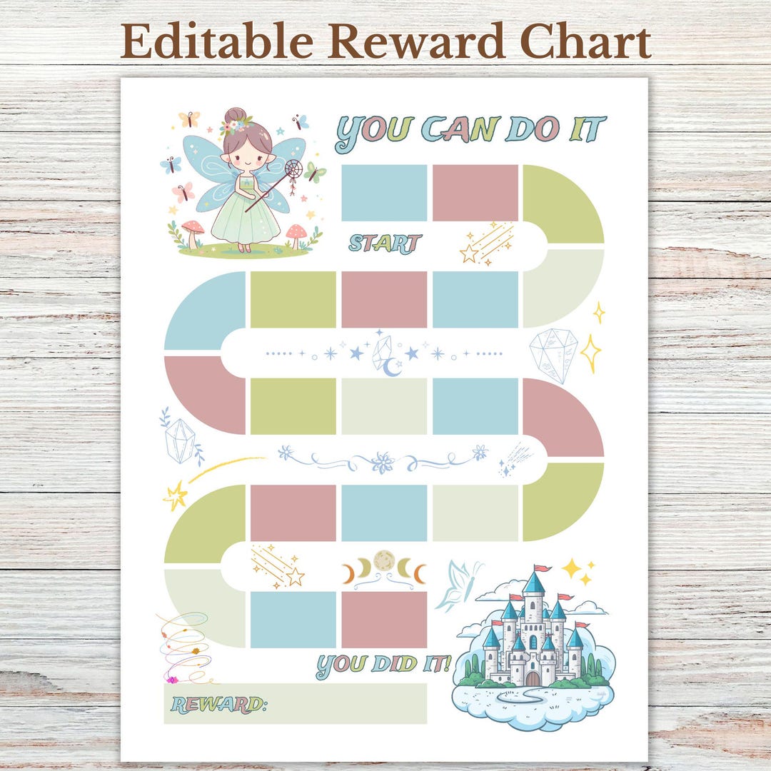 Fairy Reward Chart, Castle Reward Chart, Kids Reward Chart, Training ...