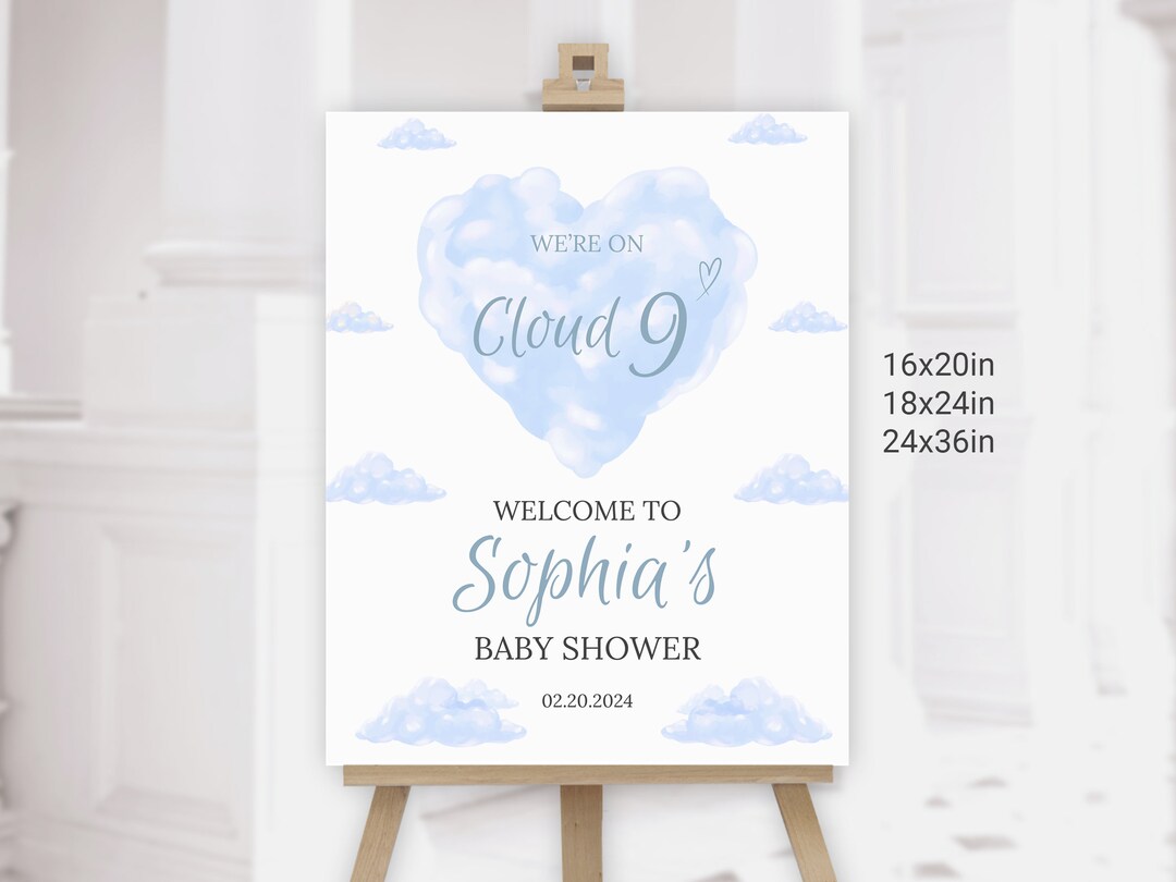 Cloud Nine Baby Shower Welcome Sign, Boho Baby Shower Sign, We're on ...