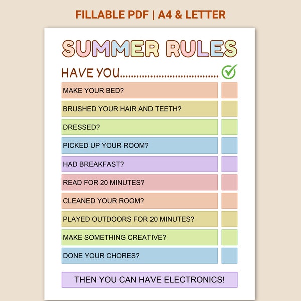 Summer Kids Checklist - Etsy