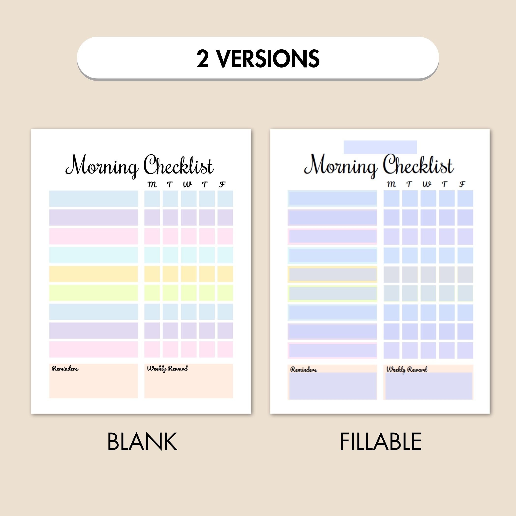 Morning Checklist, Afternoon Checklist, Evening Checklist, Daily ...