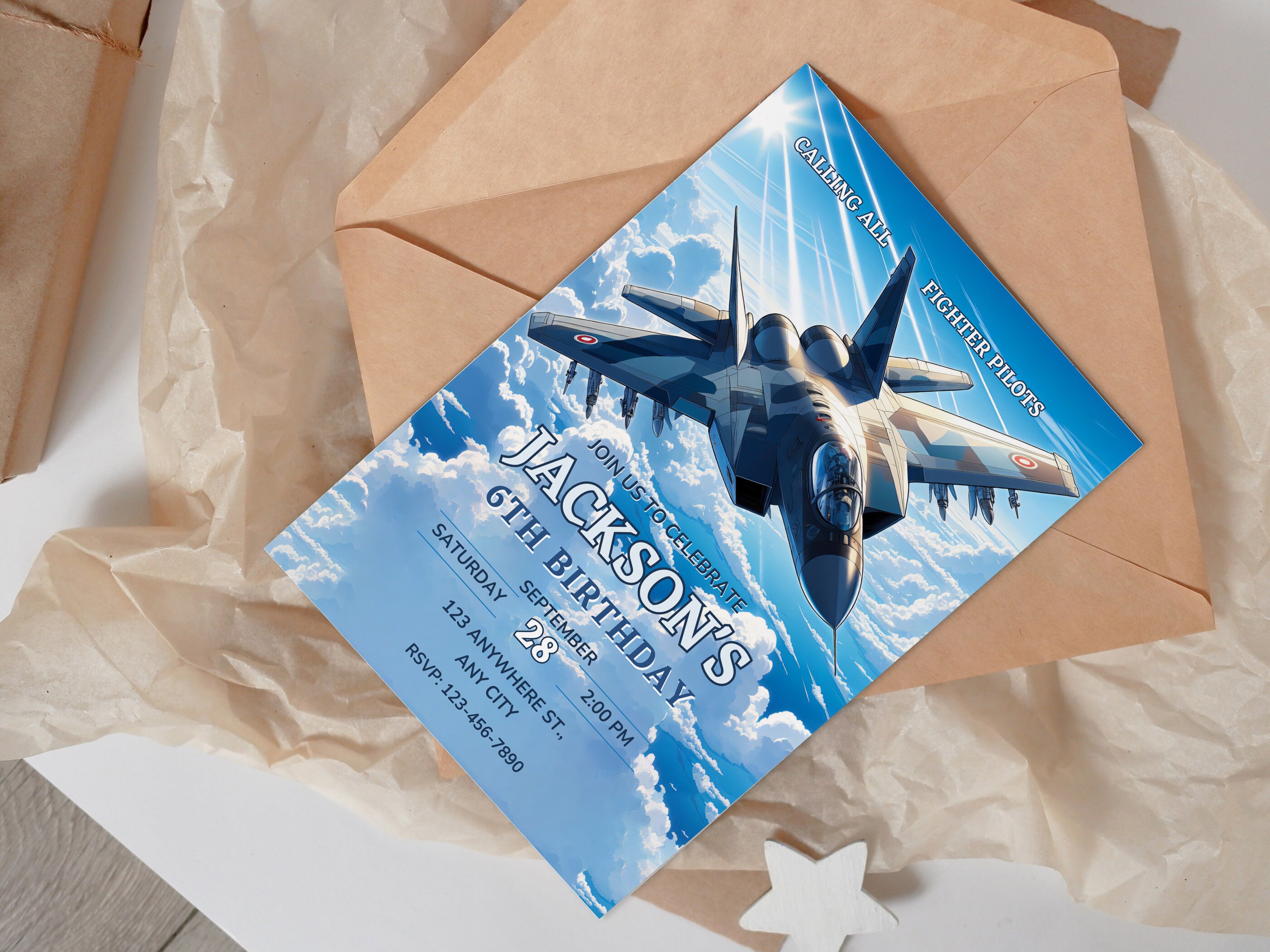 Fighter Jet Birthday Invitation, Fighter Pilot Invitation, Printable ...